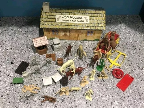 1950's Roy Rogers Marx Toys Playset Double R Bar Ranch House With 35 ...