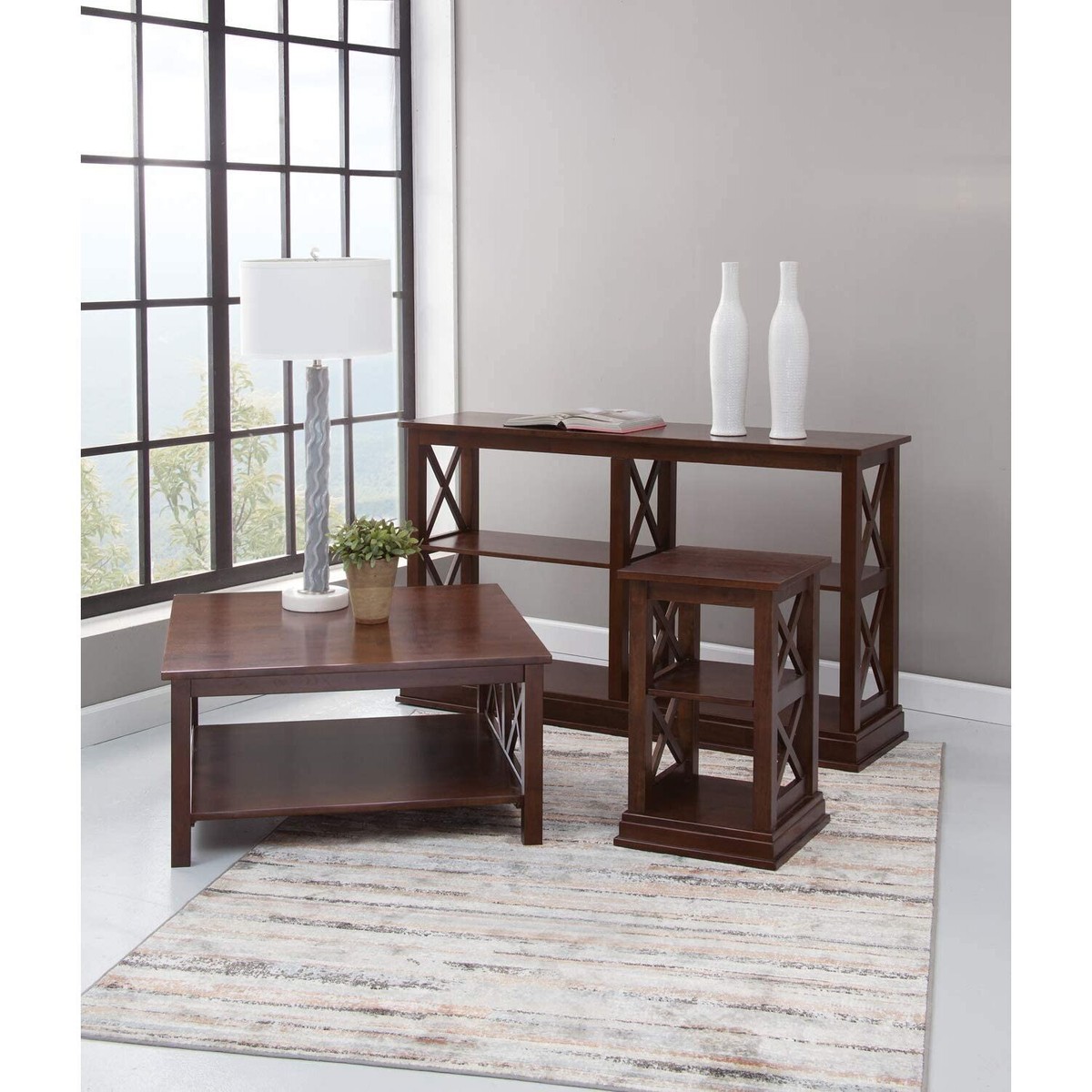 Hampton Sofa Server Table With Shelves International Concepts | Baci ...