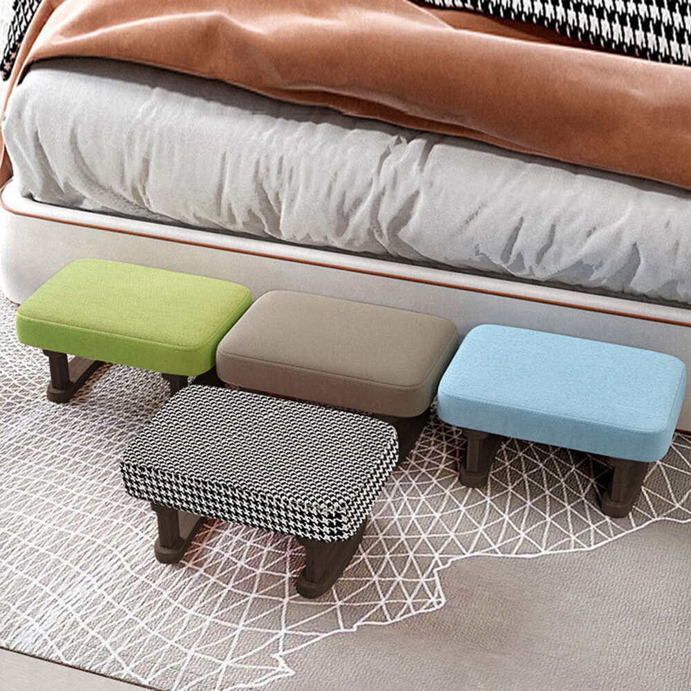 Wood Cushion Sitting Stool Sofa Low Foot Step Stool Changing Shoe Rest ...