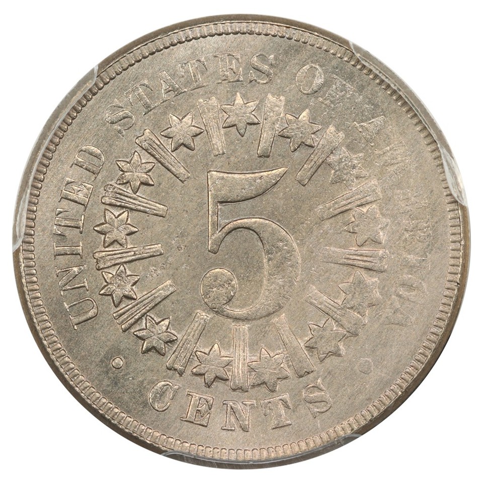 1866 5C PCGS MS62 (Rays, Minor Variety, RPD) - Shield Nickel - First ...