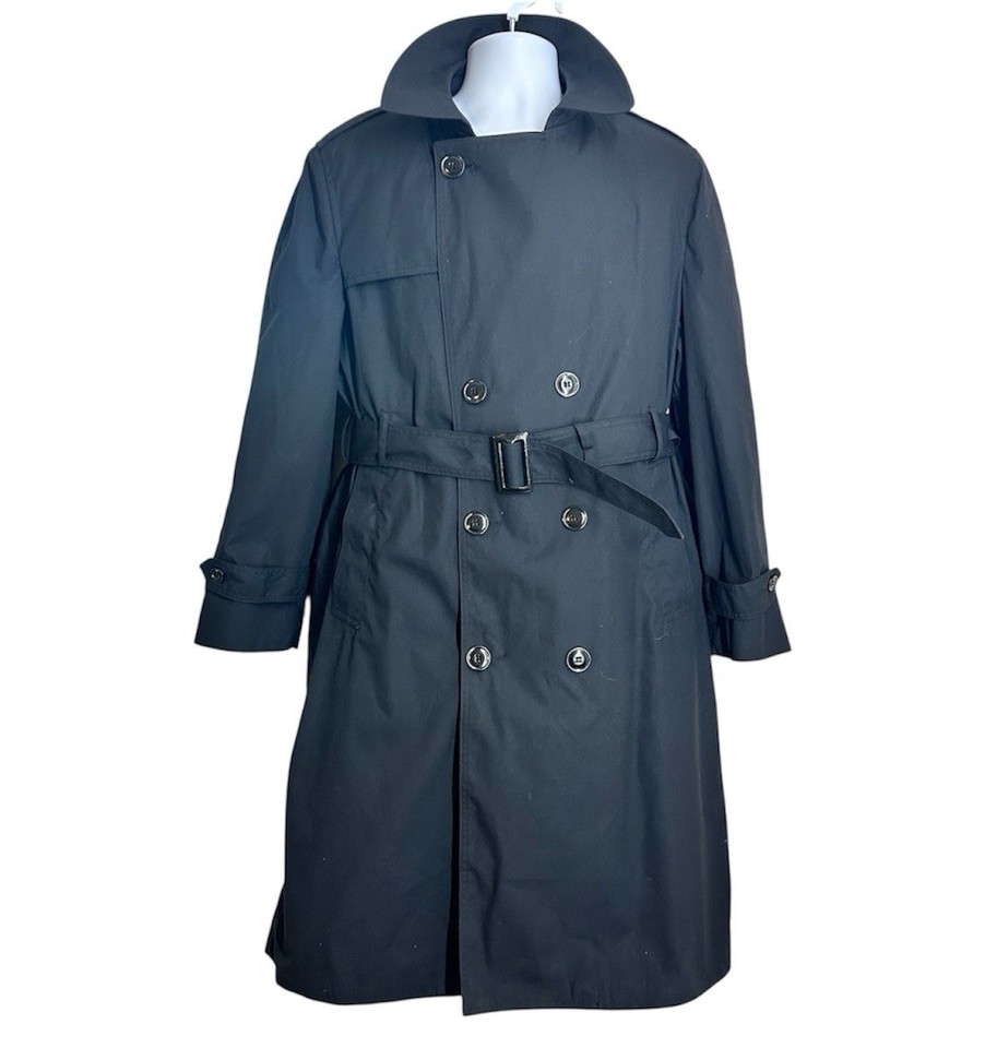 DSPC Garrison Collection Black All Weather Army Trench Coat Size 40S ...