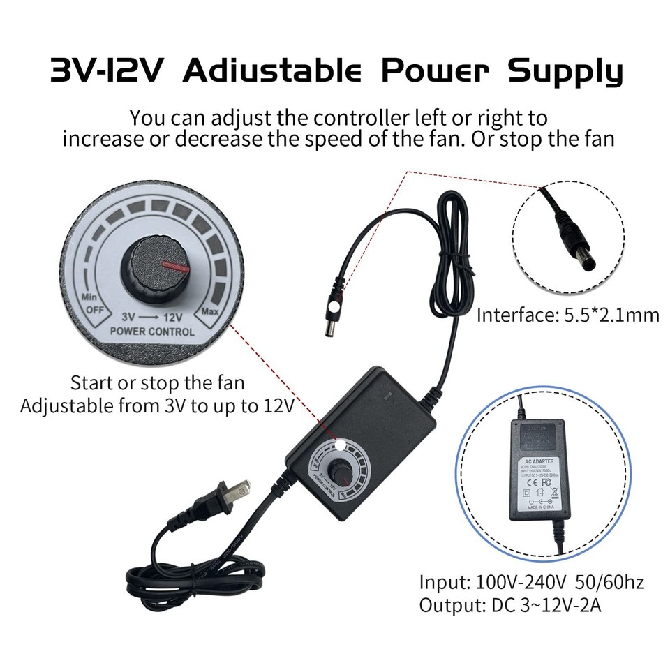 Computer Fan with AC Plug-120mm Fan 120V 110V 220V & Muffin Axial Fan ...