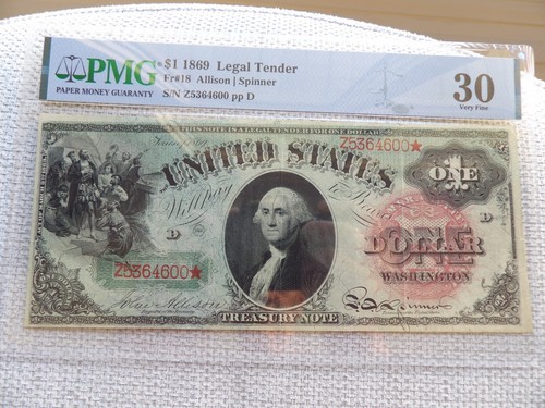 1869 $1 LEGAL TENDER NOTE " RAINBOW" PMG 30 VERY FINE S/N Z5364600 pp D | eBay