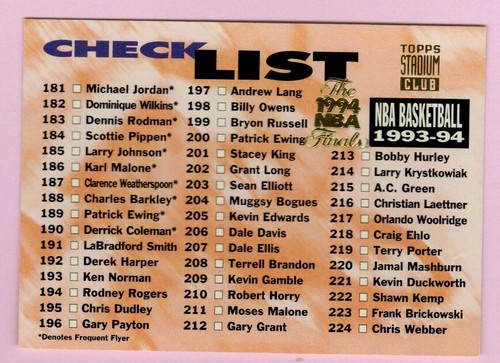 1993-94 Topps Stadium Club Checklist 271-360 - NBA Finals | eBay