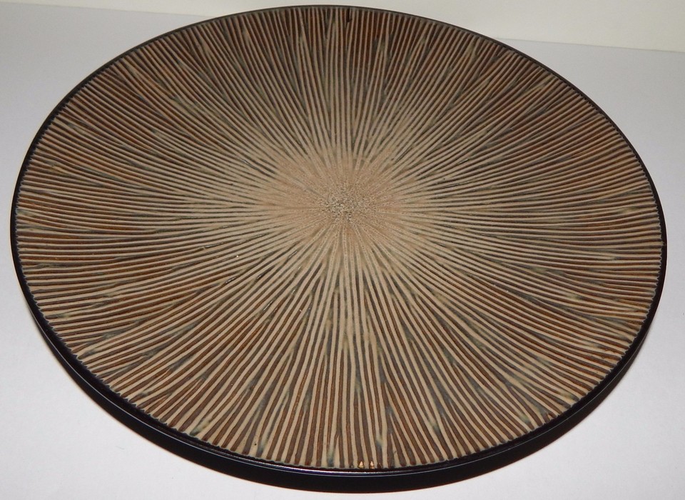 2 Round Ribbed Round Brown Tan Serving Tray Plates | eBay