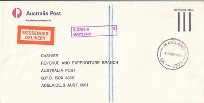 Postmark Maitland South Australia official post office cover MESSENGER ...