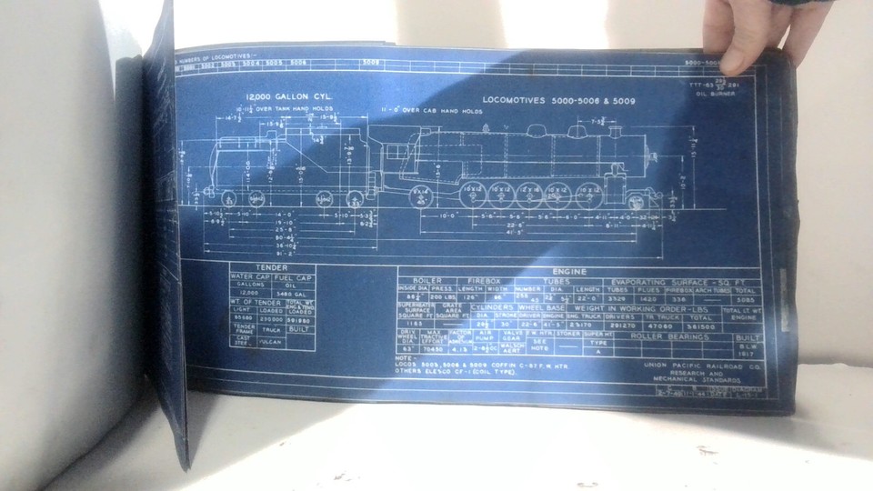 Union Pacific 100-150pgs RR Locomotive And Tender Diagrams BLUEPRINTS ...
