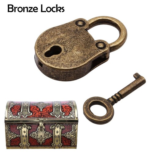 2pcs Mini Antique Padlock Home Decor Retro Lock Accessories Bronze ...