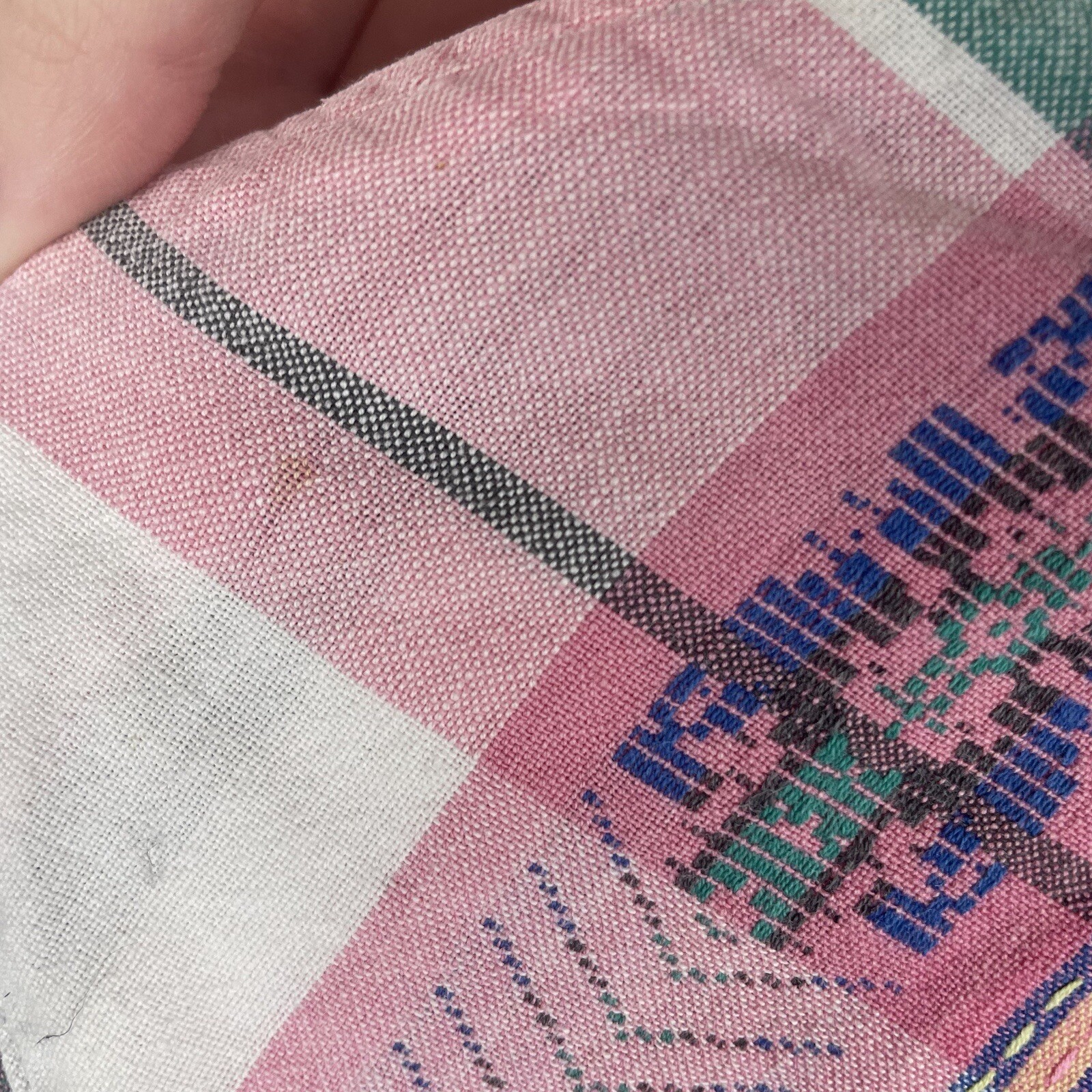 Vintage Cabin Creek Pink Green Aztec Print Plaid 100%… - Gem