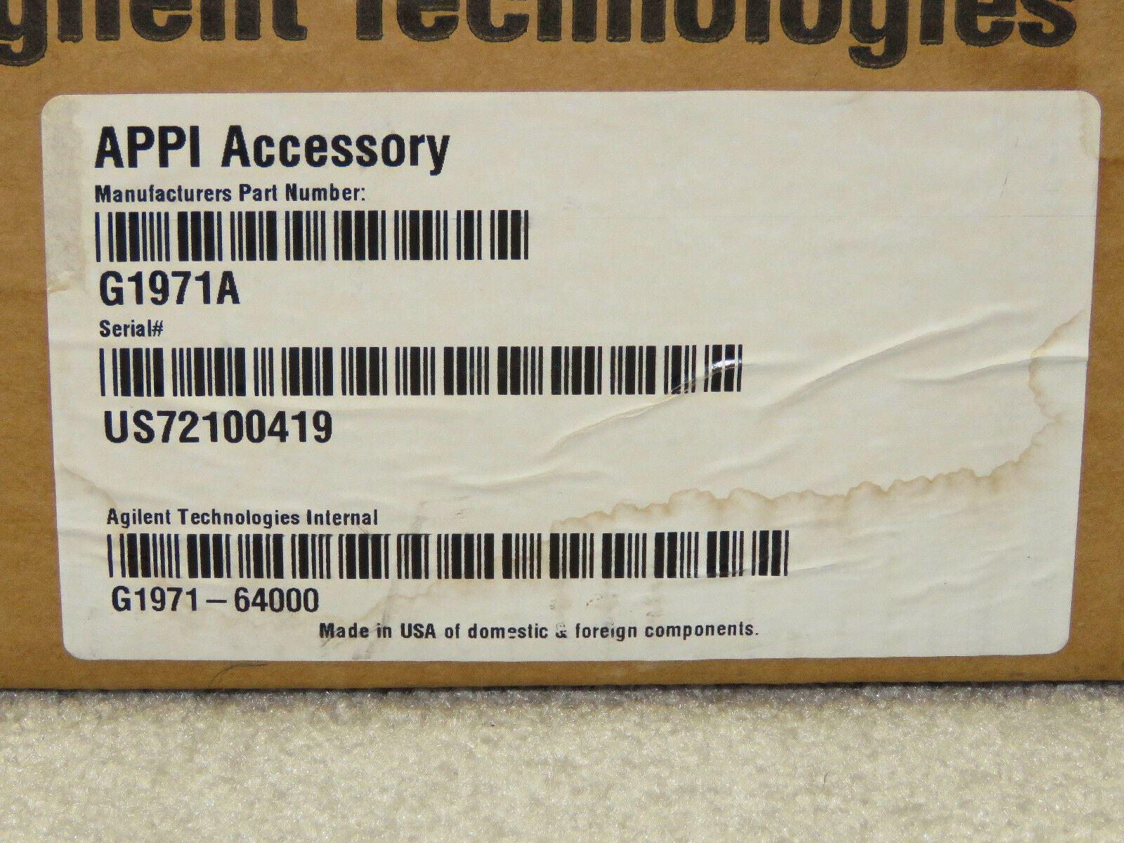 Agilent G1971b APPI Source for Single Triple Quad and QTOF LCMS Mass ...