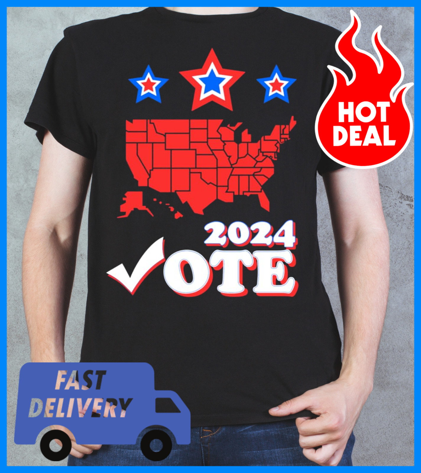 Funny Election Political Map Red States Trump T-Shirt - Gem