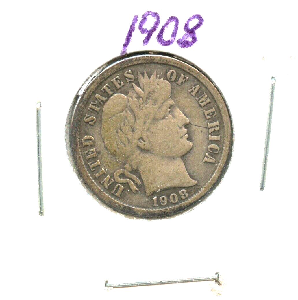 U. S. Coins 1908 Barber Dime Listing complete set collection with NO ...