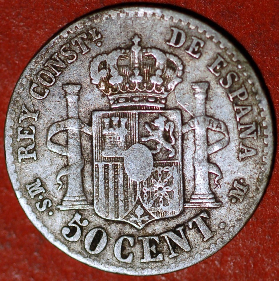 1885 MS M 50 Centimos Spain Alfonso XII King Silver | eBay
