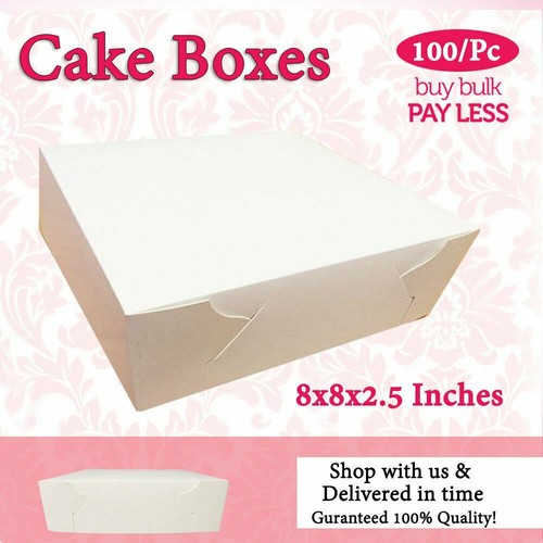 Cake Boxes 8x8x2.5" 100Pk Cupcake Wedding Favor Gift Boxes Muffin Cases ...
