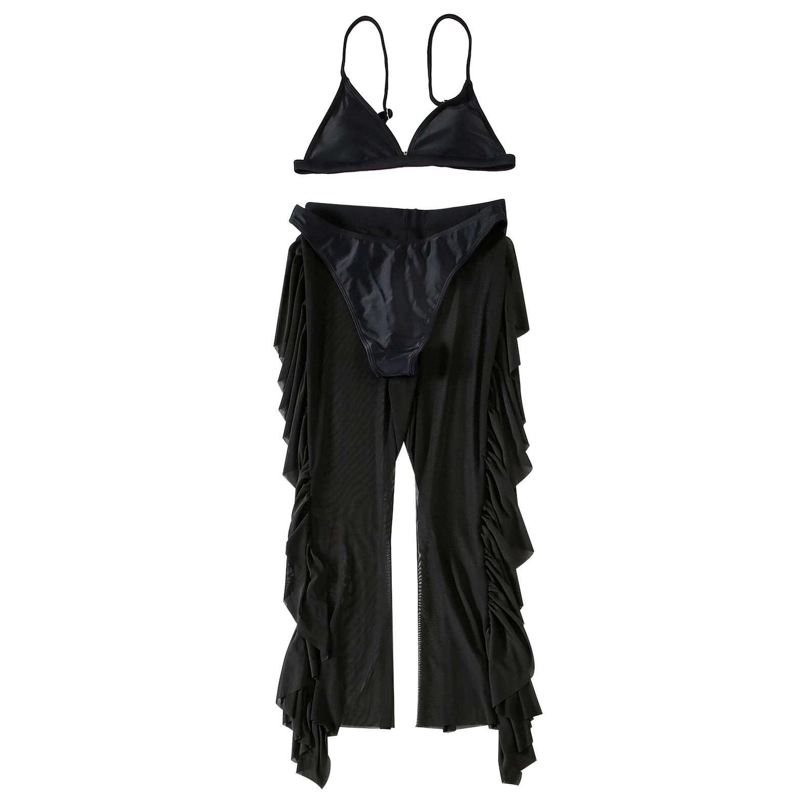 3pcs/set Bathing Suit See-through Mesh Beach Wear Women 3 Piece Bikini ...