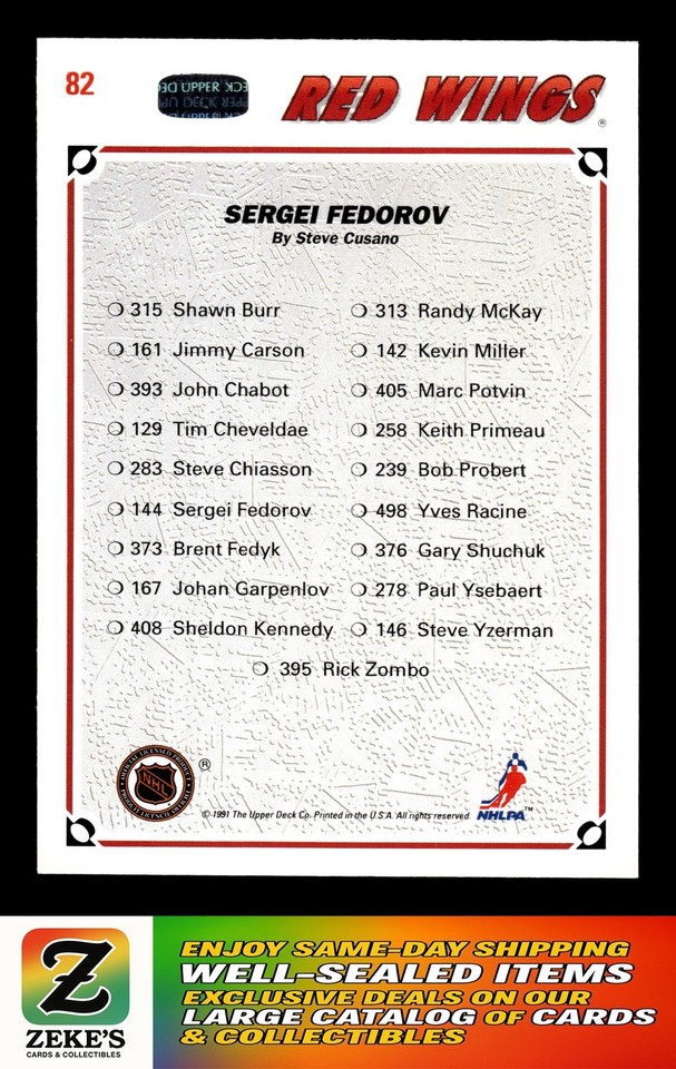 1991-92 Upper Deck #82 Sergei Fedorov | eBay