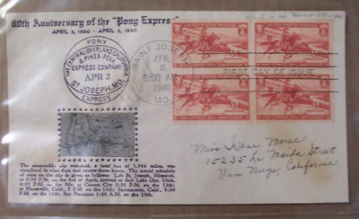 FAMOUS AMERICAN EVENT FIRST DAY ISSUE COVER FDC 1940 4 STAMPS 80TH PONY ...