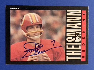 JOE THEISMANN CF HOF Signed 1985 Topps #190 Redskins Notre Dame ...
