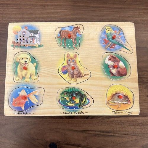 CHILDHOOD PETS jigsaw sound puzzle Melissa & Doug wood frame preschool ...
