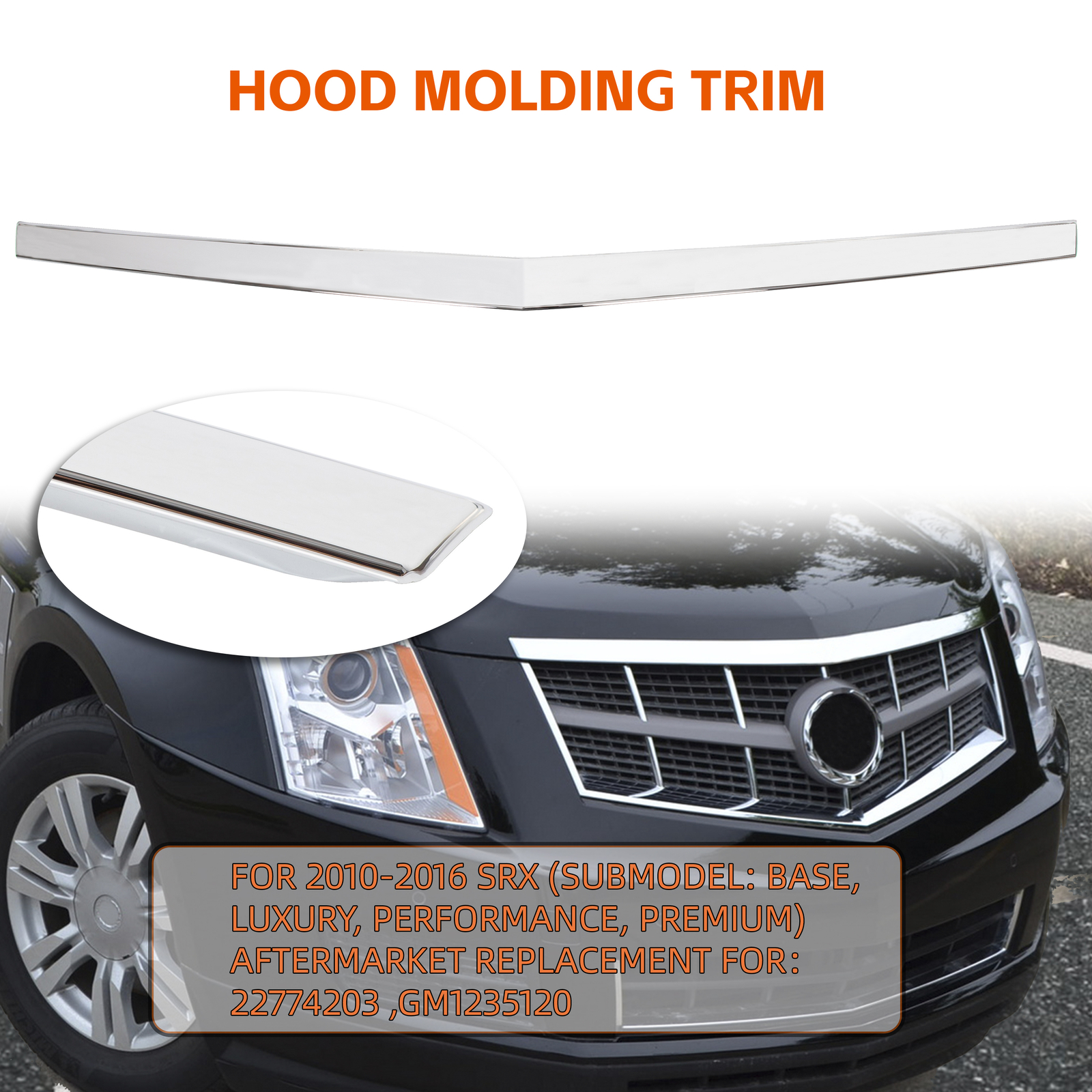 Chrome Hood Molding Trim Moulding For 2010-2016 Cadillac SRX Replace ...