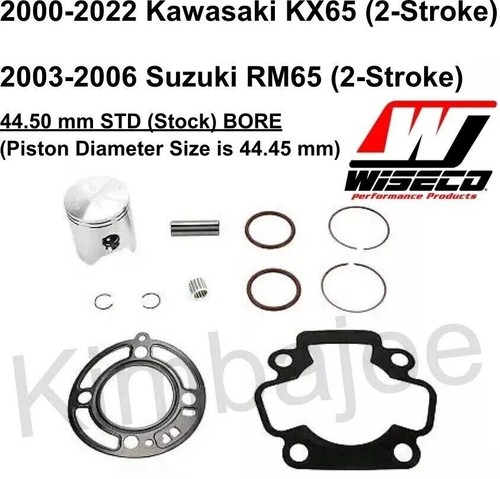 Kawasaki KX 65, Suzuki RM 65 Listed 44.50 mm STD BORE Wiseco Piston Kit ...