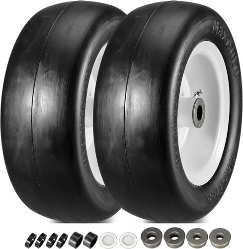 2Pcs 11X4.00-5 Flat Free Lawn Mower Tire on Wheel, 11X4X5 Smooth Tread ...