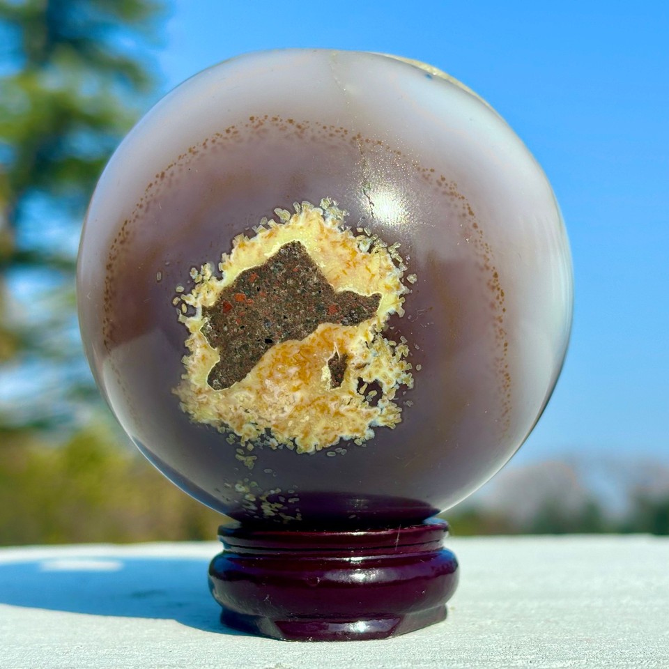 461G Natural Agate Geode Crystal Ball Quartz Sphere Cave Vug Quartz ...