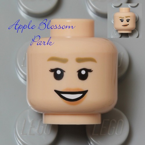 NEW Lego Female Light FLESH MINIFIG HEAD Girl Pink Lips Smile Med Brown ...