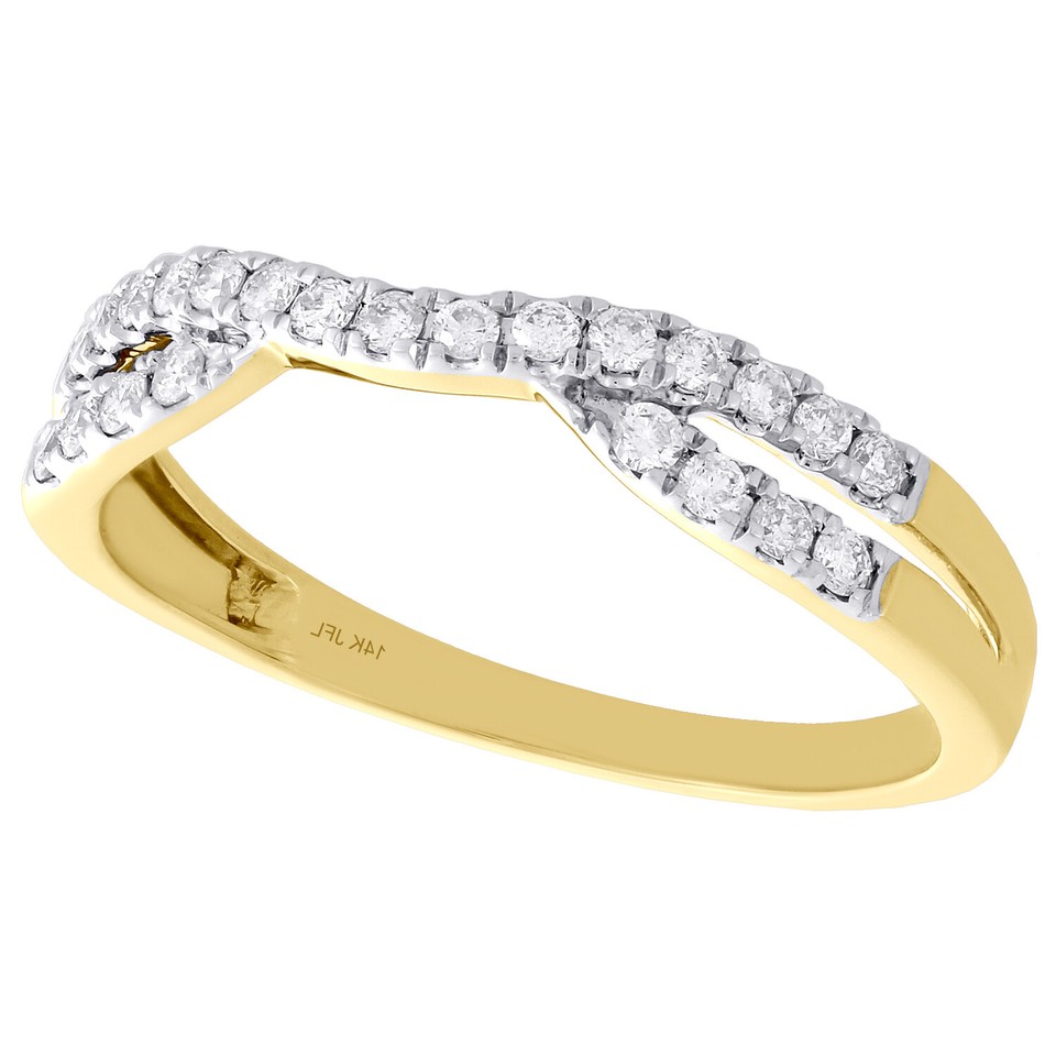 14K Yellow Gold Round Diamond Contour Enhancer Ring Ladies Wedding Band ...