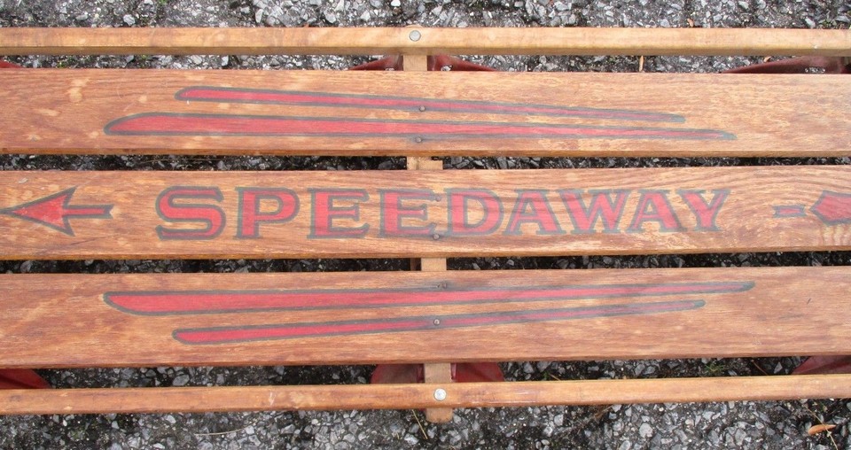 VINTAGE WOOD SLED Speedway by Gladding 61" With Steering Snow Ready | eBay