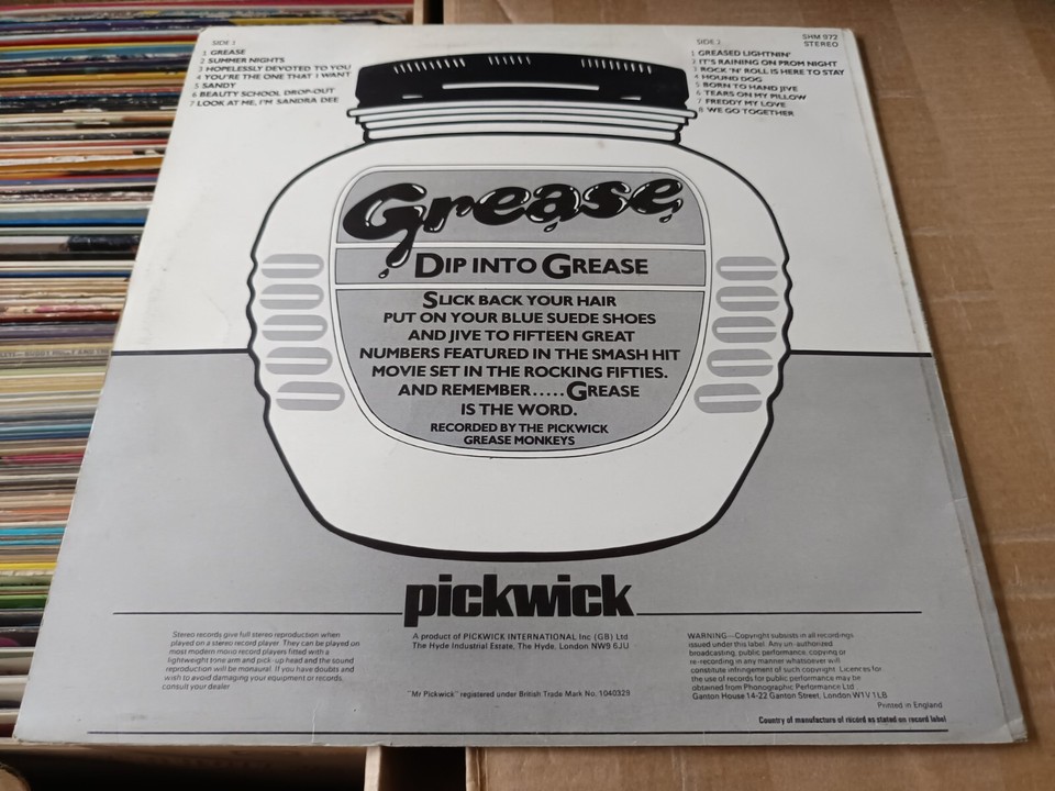LP Album 33 RPM - The Pickwick Grease Monkeys – Grease UK 1978 VG+/EX ...