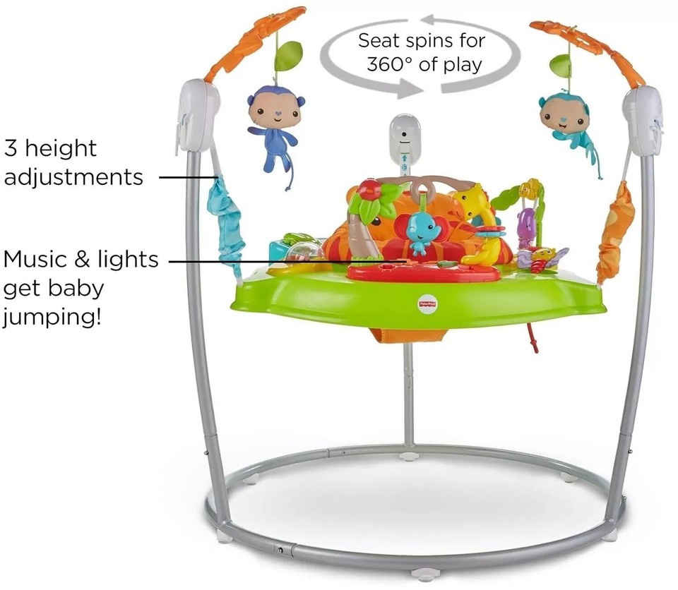 Fisher-Price Baby Bouncer Tiger Time Jumperoo Activity Center with ...