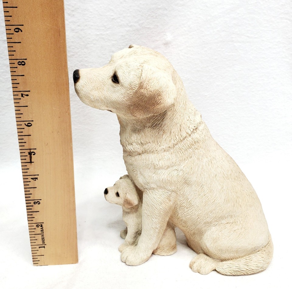 Vintage Heavy Sandicast Yellow Labrador Mama Dog & Puppy #335 ©1994 ...