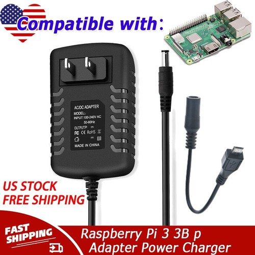 5V 3A Micro USB AC Adapter DC Wall Power Supply Charger for Raspberry ...