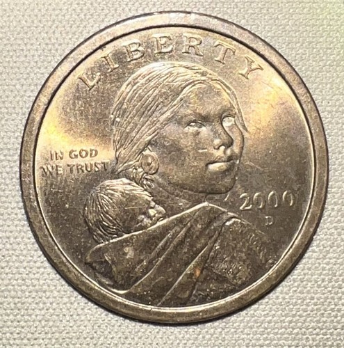 RARE NO EDGE WRITING 2000 D SACAGAWEA ONE DOLLAR COIN US LIBERTY GOLD ...