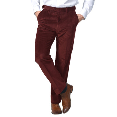 Men’s Corduroy Cord Trousers Pants Quality High Waist Expandable Waist ...