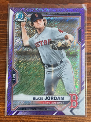 2021 Bowman Chrome BLAZE JORDAN #/250 Purple Shimmer Parallel Boston ...