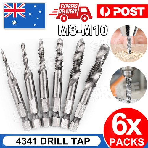 6pcs Hex Shank Tap Drill Bits Metric Thread Screw Compound Tapping Set ...