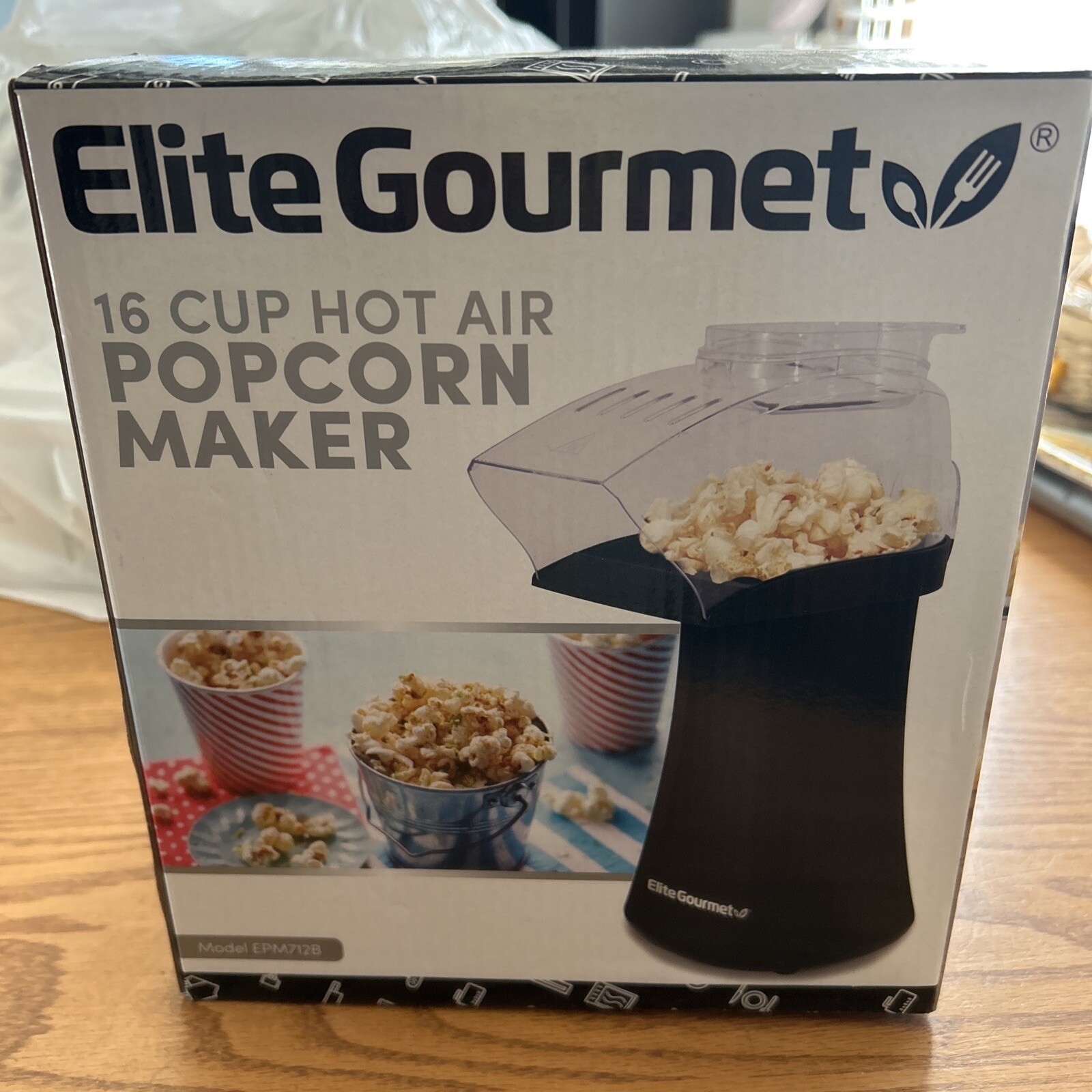 NIB Elite Gourmet 16 Cup Hot Air Popcorn Popper Electric Popcorn Maker ...