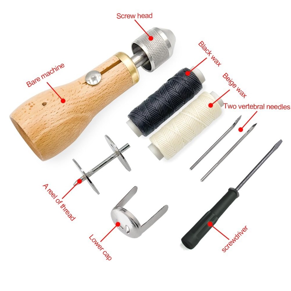 Professional Sewing Awl Hand Stitcher Repair Tool Kit for Leather and ...