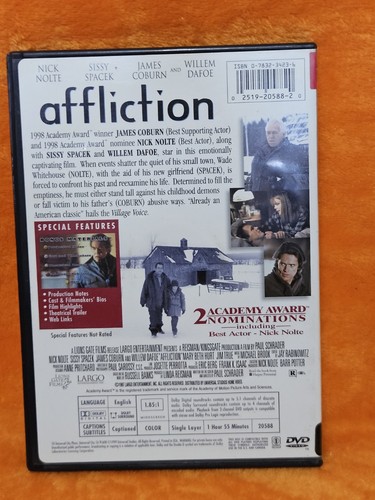 Affliction DVD by Paul Schrader: Nick Nolte - Good Condition - Free ...
