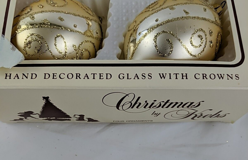 Retro Christmas by Krebs Hand Decorated Glass with Crowns Gold Grandma ...