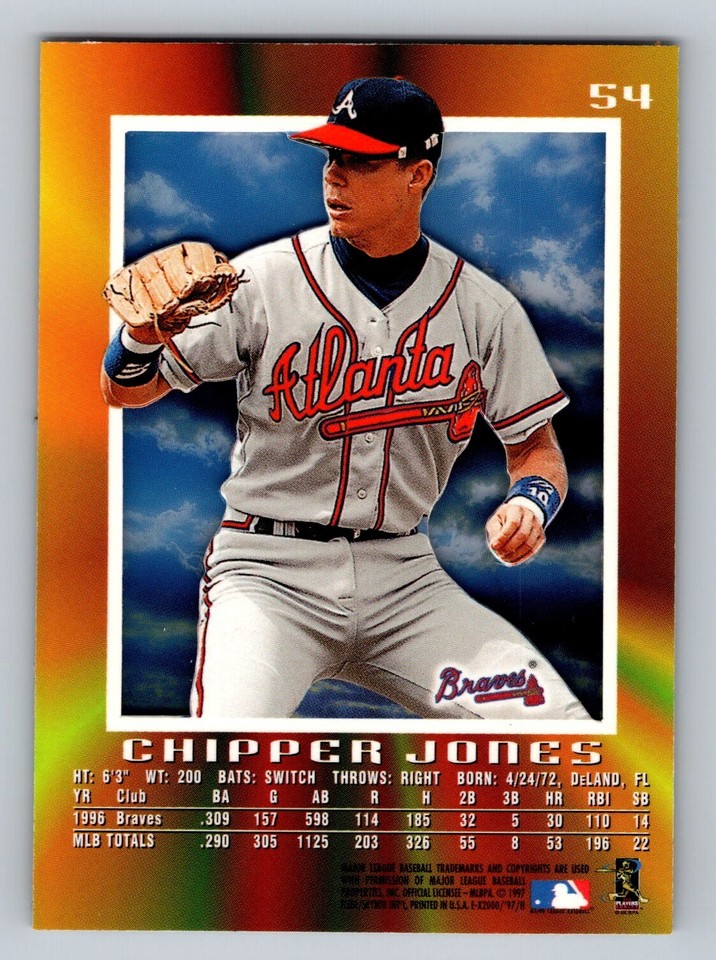 CHIPPER JONES 1997 SKYBOX EX 2000 #54 ATLANTA BRAVES | eBay