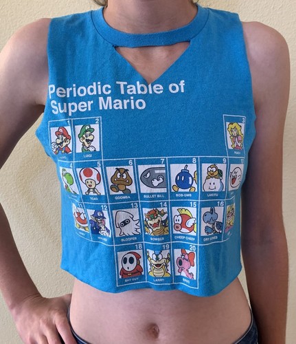 Mario Nintendo Periodic Table of Super Mario Crop T-Shirt Women’s size ...