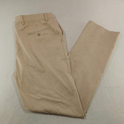 Pronto Uomo Pants Mens 34x31.5 Beige Tan Twill Slacks Poly Blend Formal ...