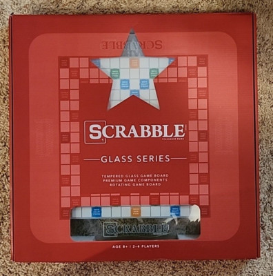 Winning Solutions Scrabble Glass Edition Board Game w/ Rotating Base ...