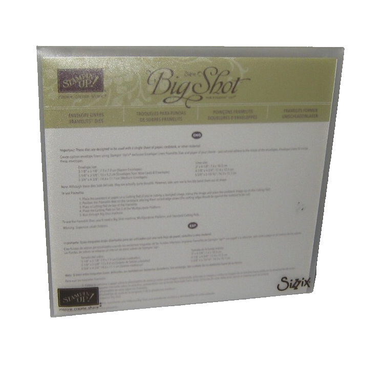 STAMPIN’ UP! SIZZIX BIG SHOT Thinlits Die Set ENVELOPE LINERS 132172 ...