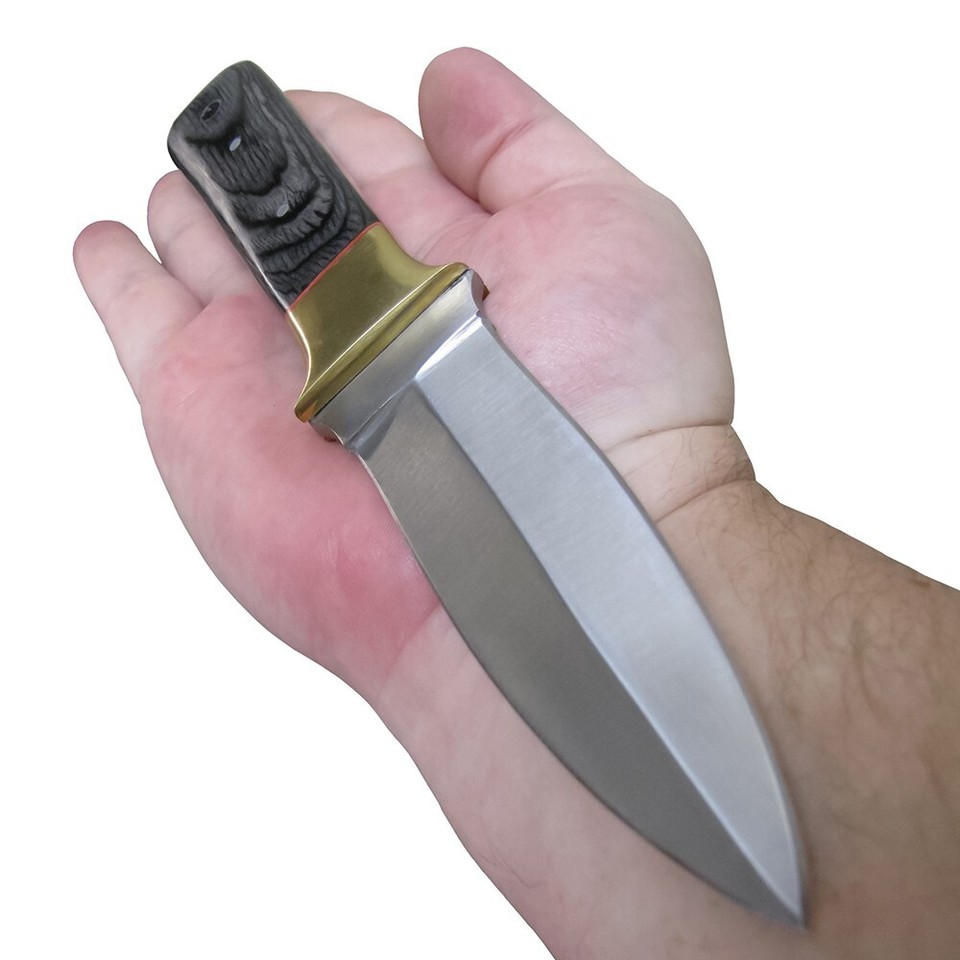 Grey Fox WOOD Handle BOOT KNIFE Full Tang Tactical Hunting Dagger Black ...