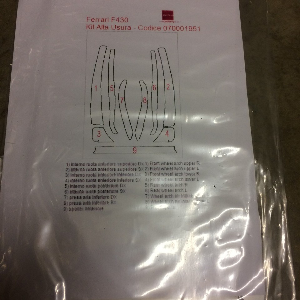 Genuine Ferrari 430 Stone Chip Sticker Kit/ High Ware Sticker Film Kit ...