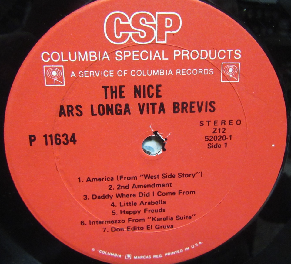 THE NICE RECORD "ARS LONGA VITA BREVIS" CPS RECORDS (P11634) KEITH ...